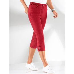 Caprijeans Classic Basics, Damen, Gr. 40, Normalgr&ouml;&szlig;en, rot, 96% Baumwolle, 4% Elasthan, unifarben, 3/4-L&auml;nge, Jeans Caprijeans