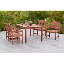 Garten-Essgruppe Merxx "&raquo;Lima&laquo;", beige (natur, natur, natur), Massivholz, Sitzm&ouml;bel-Sets, Garten-Essgruppe, Tisch: LxB: 147x90 cm