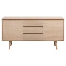 Sideboard ACTONA GROUP "Nagano", wei&szlig; (, wei&szlig; pigmentiert), B:150cm H:75cm T:40cm, Sideboards, Sideboard, Anrichte, Eiche/Furnier, 2 T&uuml;ren, 2 Einlegeb&ouml;den, 3 Schubladen, 150 cm