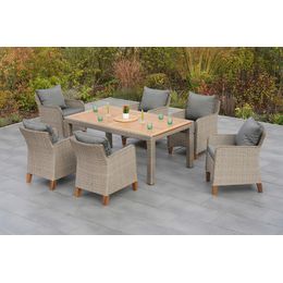 Garten-Essgruppe Merxx "Avellino", beige (steinbeige), Aluminium, Kunststoff, Massivholz, Sitzm&ouml;bel-Sets, Garten-Essgruppe, inkl. Auflagen
