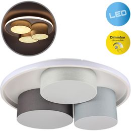 N&auml;ve N&Auml;VE LED Deckenleuchte "Eppan", grau (wei&szlig;, grau), 3, &Oslash; 49cm H: 15,5cm, 1 Stk., Leuchten, in 3 Stufen dimmbar &uuml;ber Wandschalter, Schirme: Textil, grau, wei&szlig;, LED Deckenleuchte