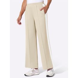 Jerseyhose Inspirationen, Damen, Gr. 44, Normalgr&ouml;&szlig;en, sand, wei&szlig;, 50% Modal, 44% Polyester, 6% Elasthan, gemustert, mehrfarbig, Hosen Jerseyhose