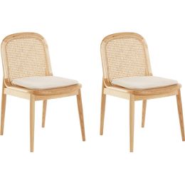 Esszimmerstuhl "Lina, 2er-Set, Massivholz", beige (naturfarben), H:83cm T:54,7cm, Polyester, LeGer Home by Lena Gercke, St&uuml;hle, Esszimmerstuhl, Polsterstuhl mit Rahmen und Beinen aus massivem Eschenholz