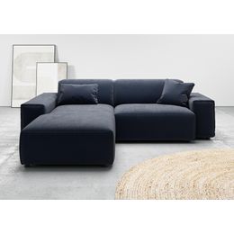 Ecksofa Home Affaire "Glimminge L-Form auch in Breitcord, Feincord + Easy care-Bezug", blau (dunkelblau), B:234cm H:71cm T:191cm, 100% Polyester, Sofas, Ecksofa, Breite 234, Zierkissen