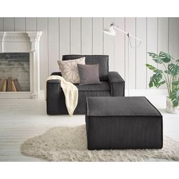 Sessel Home Affaire "SHERWOOD", anthrazit, B:120cm H:85cm T:166cm, 100% Polyester, Sessel, Sessel, Loveseat und Hocker im Set, passend zur Polster-Serie SHERWOOD