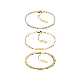 Armketten Set Calvin Klein "CK TRIO", gold (gelbgoldfarben, kristallwei&szlig;, kristallwei&szlig;), Armb&auml;nder, Damen, 17cm, Edelstahl, Armketten Set, mit Zirkonia (synth.)