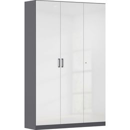 Mehrzweckschrank Rauch "Garderobe Kleiderschrank Schrank Schuhschrank Putzschrank MINOSA", graumetallic, hochglanz wei&szlig;, griffe graumetallic, B:136cm H:210cm T:41cm, Holzwerkstoff, Schr&auml;nke, Mehrzweckschrank, In 4 Breiten mit vielen Einlegeb&ouml;den f&uuml;r viel Stauraum MADE IN GERMANY