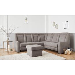 Sit & More Ecksofa SIT & MORE "Melissa L-Form", grau (elephant), B:257cm T:217cm, 100% Polyester, Sofas, Ecksofa, klassisches Polsterprogramm, wahlweise Bettfunktion und Schubkasten