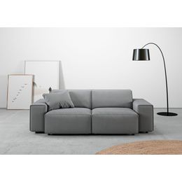2,5-Sitzer Home Affaire "Glimminge auch in Breitcord, Feincord + Easy care-Bezug", grau, B:214cm H:71cm T:101cm, 100% Polyester, Sofas, 2 5-Sitzer, besondere Kedern&auml;hte, Zierkissen