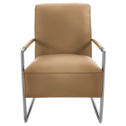 K+w Komfort & Wohnen Cocktailsessel K+W KOMFORT & WOHNEN, braun (cognac), B:62cm H:77cm T:83cm, Sessel, Cocktailsessel, mit bezogenen Armlehnen, Gestell in Metall Edelstahloptik