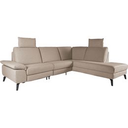 Ecksofa Alina, beige (beige gba 2), B:243cm H:118cm T:210cm, Struktur GBA (100% Polyester), Sofas, Ecksofa, inkl. Kopfst&uuml;tzen, wahlweise mit Relaxfunktion, Breite: 243 cm