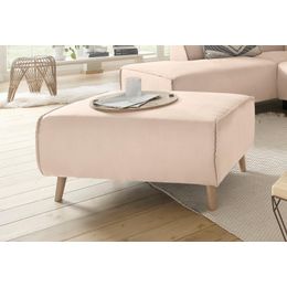 Hocker Home Affaire "Julia", beige, B:97cm H:47cm T:66cm, Struktur fein ( 100% Polyester);Struktur weich (92% Polyester, 8% Nylon);Luxus-Microfaser (100% Polyester), Hocker, Hocker, mit Keder und Holzf&uuml;&szlig;en
