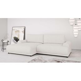 Ecksofa Home Affaire "Marsby, mit Bettfunktion und Bettkasten, Ma&szlig;e: B/H/T 242/65/145 cm", beige (creme), B:242,2cm H:65cm T:145,5cm, 100% Polyester, Sofas, Ecksofa, L-Form mit Wellenunterfederung, Recamiere links oder rechts bestellbar