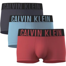 Trunk "LOW RISE TRUNK 3PK", Herren, Gr. XL (54), 3 Stk., ombre blau, chilly blau, punch pink, Jersey, Obermaterial: 88% Polyester, 12% Elasthan, Calvin Klein Underwear, k&ouml;rpernah, Unterhosen Trunk, mit Logobund
