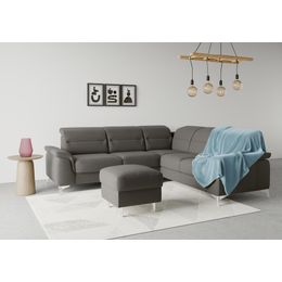 Sit & More Ecksofa SIT & MORE "Sinatra L-Form", grau (fango), B:251cm H:85cm T:231cm, 100% Polyester, Sofas, Ecksofa, optional mit Kopfteilverstellung und Armteilfunktion