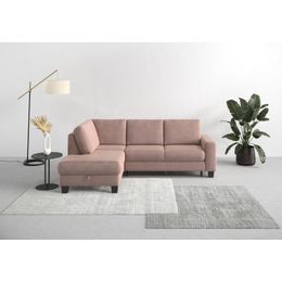 Ecksofa Home Affaire "Summer L-Form", rosa (altrosa), B:236cm H:91cm T:170cm, 95% Polyester, 5% Polyamid, Sofas, Ecksofa, mit Ottomane, mit oder ohne Bettfunktion und Bettkasten, Cord-Bezug