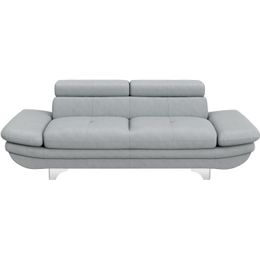 2-Sitzer COTTA "Enterprise", grau (hellgrau), B:218cm H:91cm T:104cm, Softlux-Kunstleder;Luxus-Kunstleder, Sofas, 2-Sitzer, Big-Sofa, mit Armteilverstellung & Kopfteilverstellung
