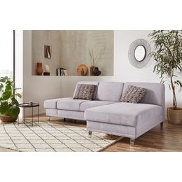 Sit & More Ecksofa SIT & MORE "Clio L-Form", silber, B:246cm H:89cm T:165cm, Sofas, Ecksofa, wahlweise mit Bettfunktion oder Vorziehsitz und Bettkasten, Federkern