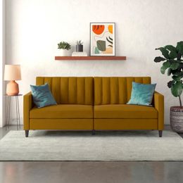 3-Sitzer DOREL HOME "Celine", gelb (curry), B:203cm H:83cm T:83cm, Webstoff, 100% Polyester, Sofas, 3-Sitzer, R&uuml;ckenlehne 2-teilig und 3-fach verstellbar, Sitzh&ouml;he 43 cm