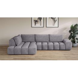 Ecksofa OTTO HOME "AZITA L-Form, XL 296 cm - Designsofa in Bubble-Optik", grau (hellgrau), B:296cm H:89cm T:176,5cm, 100% Polyester, Sofas, Ecksofa, lose R&uuml;ckenkissen, traumhafte Steppung