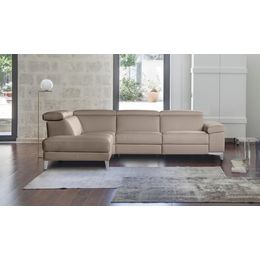 Ecksofa Calia italia "Nove, mit erstklassigen Sitzkomfort und Komfortfunktion", grau (fango), B:291cm H:80cm T:236cm, Sofas, Ecksofa, L-Form, mit hochwertigem Lederbezug
