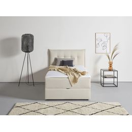 Boxbett Home Affaire "Kederleicht", beige, B:155cm L:213cm, Komplettbetten, Boxbett, inklusive Bettkasten & Topper, in 4 Breiten und 2 H&auml;rtegraden