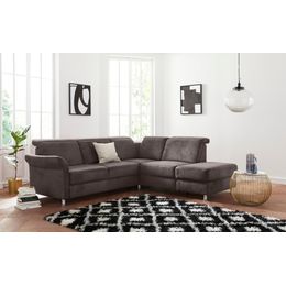 Sit & More Ecksofa SIT & MORE "Darwin L-Form", braun (mocca), B:249cm H:83cm T:221cm, Sofas, Ecksofa, inklusive Federkern, wahlweise mit Kopfteilverstellung, Bettfunktion