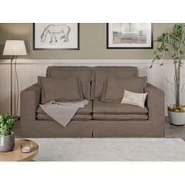 3-Sitzer Home Affaire "ALISSAS BIS mit vielen Kissen, Biesen an den Kissen", grau (taupe), B:196cm H:95cm T:108cm, 92% Polyester, 8% Nylon, Sofas, 3-Sitzer, Hussen-Optik, kleine Taschen an der Seite zum Verstauen