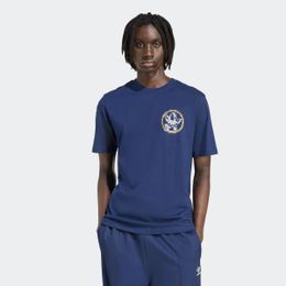 T-Shirt adidas originals "GRAPHIC TEE LO", Herren, Gr. L, blau (night indigo), Obermaterial: 100% Baumwolle, Rundhals, Shirts T-Shirt, lockerer Schnitt, kurze &Auml;rmel, mit gro&szlig;em Trefoil Logo