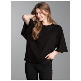 T-Shirt TRIGEMA "TRIGEMA Oversized T-Shirt mit weiten &Auml;rmeln", Damen, Gr. XS, schwarz, Single Jersey, 100% Baumwolle, Basic, Shirts T-Shirt