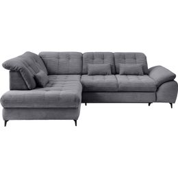 Wohnlandschaft Home Affaire "Delphino", grau, B:288cm T:216cm, 100% Polyester, Sofas, Wohnlandschaft