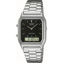 Chronograph CASIO VINTAGE, silber (silberfarben, schwarz), Armbanduhren, Damen, Chronograph, Quarzuhr, Armbanduhr, Damenuhr, Herrenuhr,Digitaluhr, Edelstahlarmband