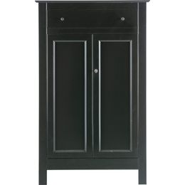 Stauraumschrank Woood "Eva", schwarz, Holzwerkstoff, Schr&auml;nke, Stauraumschrank, glatt geschliffene Kiefernholz, H 150 cm x B 93 cm