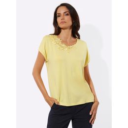 CR&Eacute;ATION L Rundhalsshirt CREATION L "Modal-Mix-Shirt", Damen, Gr. 40, zitrone, 95% Modal, 5% Elasthan, unifarben, Rundhals, Shirts Rundhalsshirt