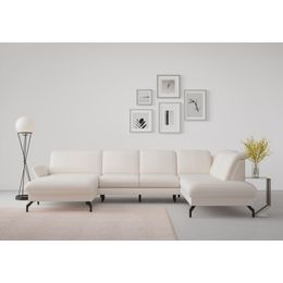 Sit & More Wohnlandschaft SIT & MORE "Fashion U-Form", beige (creme), B:338cm H:84cm T:207cm, Sofas, Wohnlandschaft, wahlweise mit Kopfteilverstellung, Vorziehsitz, motorisch, Metallf&uuml;&szlig;e