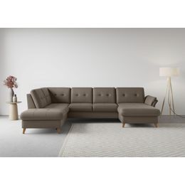 Sit & More Wohnlandschaft SIT & MORE "G&ouml;teborg", braun (nuss), B:327cm H:90cm T:226cm, Sofas, Wohnlandschaft, inkl. Sitztiefenverstellung, wahlweise mit Bettfunktion & Bettkasten