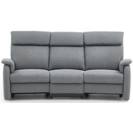 3-Sitzer Home Affaire "Turin mit Steckdose und USB-Port auch in Easy care-Bezug", grau, B:218cm H:107cm T:104cm, Sofas, 3-Sitzer, 2 x vollmotorische Relaxfunktion, herunterklappbarer Tisch