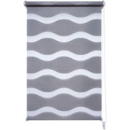 Doppelrollo Liedeco "Wave" Gr. 2, grau, B:120cm H:150cm, Metall, Polyester, Rollos, Doppelrollo, Klemmfix-DUO-Rollo, Doppelrollo "Wave"