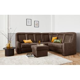 Sit & More Ecksofa SIT & MORE "Melissa L-Form", braun (dunkelbraun), B:257cm T:217cm, 100% Polyester, Sofas, Ecksofa, klassisches Polsterprogramm, wahlweise Bettfunktion und Schubkasten