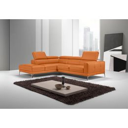 Ecksofa Egoitaliano "Claudie, Designsofa mit extrakomfortablem Sitzkomfort", orange, B:268cm H:97cm T:226cm, Luxus-Microfaser (100% Polyester) Leder &raquo;BULL&laquo; (echtes Rindsleder). Geschliffenes, pigmentiertes und behandeltes Rindsleder mit einer Dicke von 1, 3-1, 5 mm. Dieses Leder zeigt eine ziemlich weiche Hand mit einem halb undurchsichtigen Aussehen. Es handelt sich um ein gesch&uuml;tztes Leder. Eine