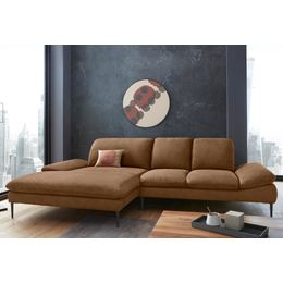 Ecksofa W.Schillig "enjoy&MORE, Designsofa, elegant und bequem, L-Form", braun (chocolate s37), B:310cm H:87cm T:185cm, Chenille-Flachgewebe R66 (85% Polyester, 15% Nylon);Longlife Xtra-Leder Z59: Glattleder mit modischer Pr&auml;gung. Hautst&auml;rke 0, 9 - 1, 1 mm;Stoff S37 (100% Polyester), Sofas, Ecksofa, Sitztiefenverstellung, F&uuml;&szlig;e schwarz pulverbeschichtet, Breite 310 cm