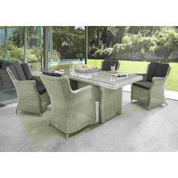 Garten-Essgruppe Destiny "LUNA", wei&szlig; (vintage wei&szlig;), Aluminium, Geflecht Rattan, Polyrattan, Sitzm&ouml;bel-Sets, Garten-Essgruppe, Aluminium, Polyrattan