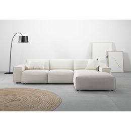 Ecksofa Home Affaire "Glimminge auch in Breitcord, Feincord, Boucl&eacute; + Easy care-Bezug", wei&szlig; (snow), B:294cm H:71cm T:191cm, 12% Polyaxryl, 88% Polyester, Sofas, Ecksofa, L-Form, Breite 294, Zierkissen