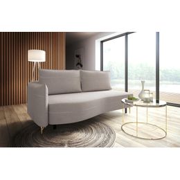 Loungesofa exxpo - SOFA FASHION "Ortis mit toller Kontrastnaht, Solit&auml;rm&ouml;bel, bequem, schmale Armlehne", beige, B:212cm H:93cm T:114cm, Sofas, Loungesofa, Schlafsofa mit Bettfunktion und Bettkasten, komfortabler Federkern