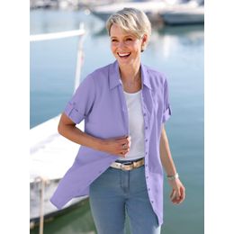 Longbluse Classic Basics, Damen, Gr. 40, lila (lavendel), 100% Polyester, unifarben, V-Ausschnitt, Blusen Longbluse