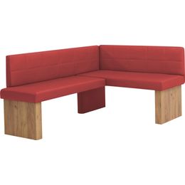 Eckbankgruppe MASSIVLINE & MORE "Anna", rot (holzwerkstoff mit farbe sonoma eiche, lotos 5269 rot, rot, eichefarben), Kunstleder, Langer Schenkel links (169/130cm), Holzwerkstoff, Kunstleder, Sitzm&ouml;bel-Sets, Eckbankgruppe, mit 2 St&uuml;hlen mit massiven Gestell