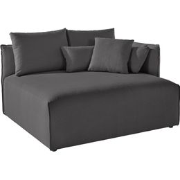 Ottomane OTTO HOME "N&ouml;re", grau (anthrazit), B:138cm H:86cm T:128cm, 60% Baumwolle/40% Leinen, Sofas, Ottomane, kurzes Lounge-Modul - zum Zusammenstellen, Breite 138 cm, Tiefe 128 cm