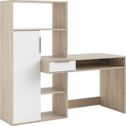 Regal-Schreibtisch Inosign "Function Plus, Standregal, Aktenregal, Stauraumregal, Multifunktional", braun (eichefarben, eiche struktur, eiche struktur), B:162,8cm H:155,4cm T:60,35cm, Tische, Regal-Schreibtisch, mit 1 Schublade, 1 T&uuml;r, Regal und F&auml;chern