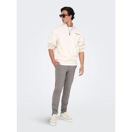 Only & Sons Chinos ONLY & SONS "ONSMARK SLIM TAP DITSY 2912 PANT NOOS", Herren, Gr. 33, L&auml;nge 34, tobacco braun, Web, Obermaterial: 64% Viskose, 31% Polyester, 5% Elasthan, unifarben, slim fit lang, Hosen Chinos, Viskosemischung, slim fit