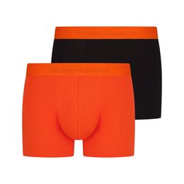 Boxer Bruno Banani "Flowing", Herren, Gr. XXL, schwarz (karotte, schwarz), Stoff, Obermaterial: 93% Baumwolle, 7% Elasthan, unifarben mit Farbeinsatz, k&ouml;rpernah, Unterhosen Boxer, mit kontrastreichem Logobund